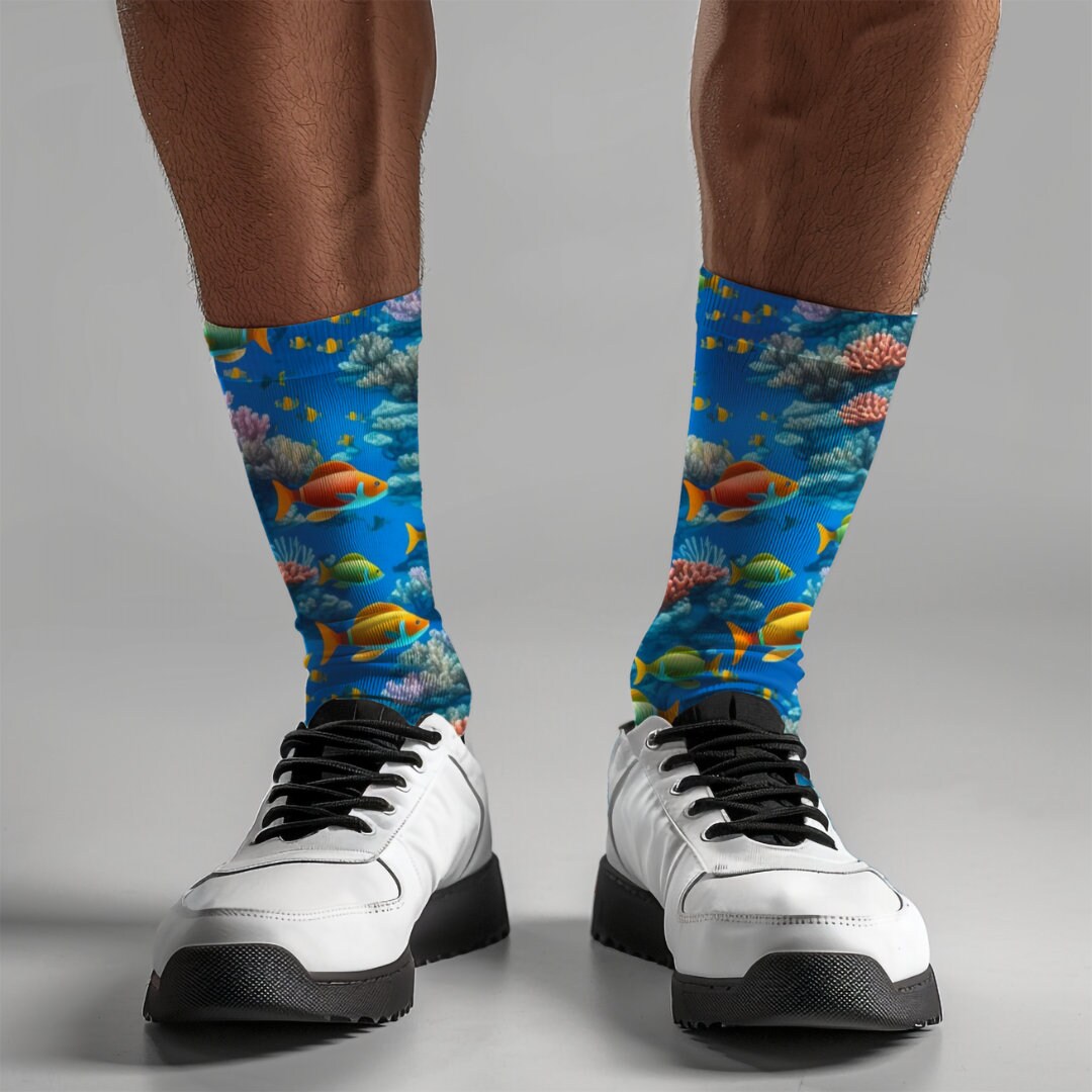 Ocean Life Socks - Vibrant Seascape Print - Etsy