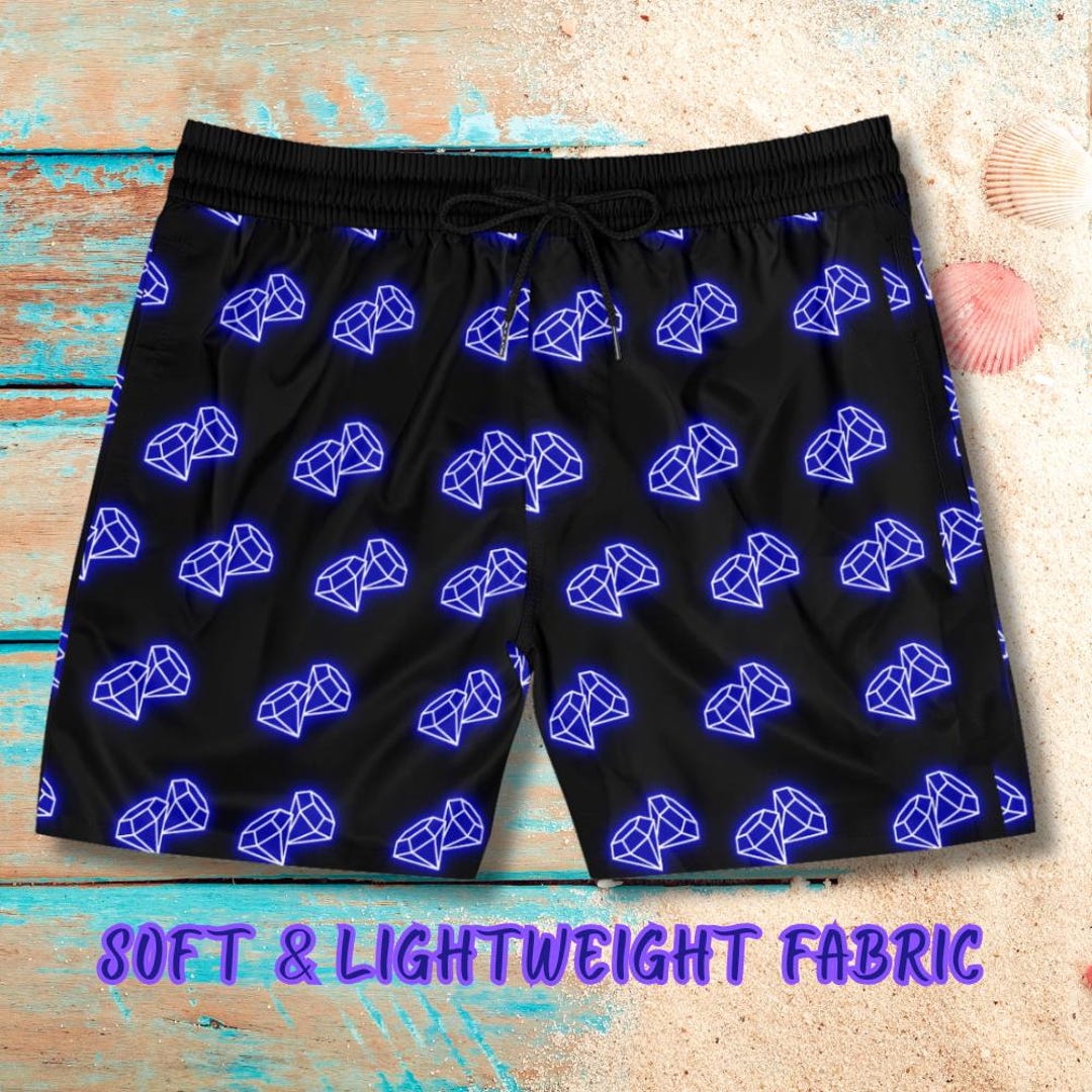 Neon Diamond Print Swim Shorts: Bold Festival Beachwear - Etsy