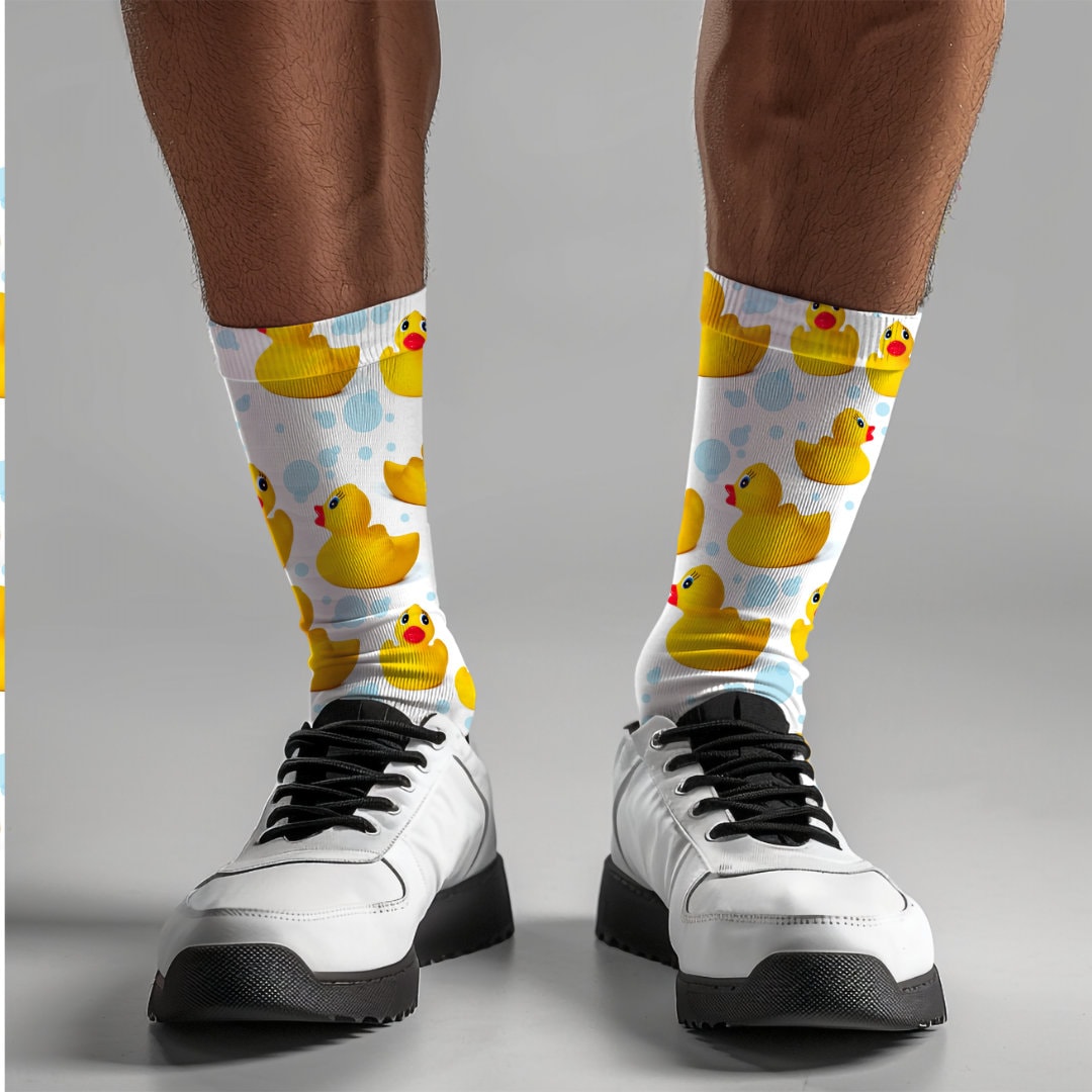 Rubber Ducky Cushioned Crew Socks Duck Print Socks Animal Print ...