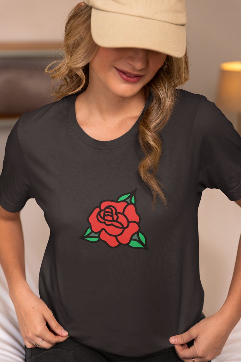 Gothic Black Shirt With Rose Graphic Bella Canvas Shirt Vintage Style ...