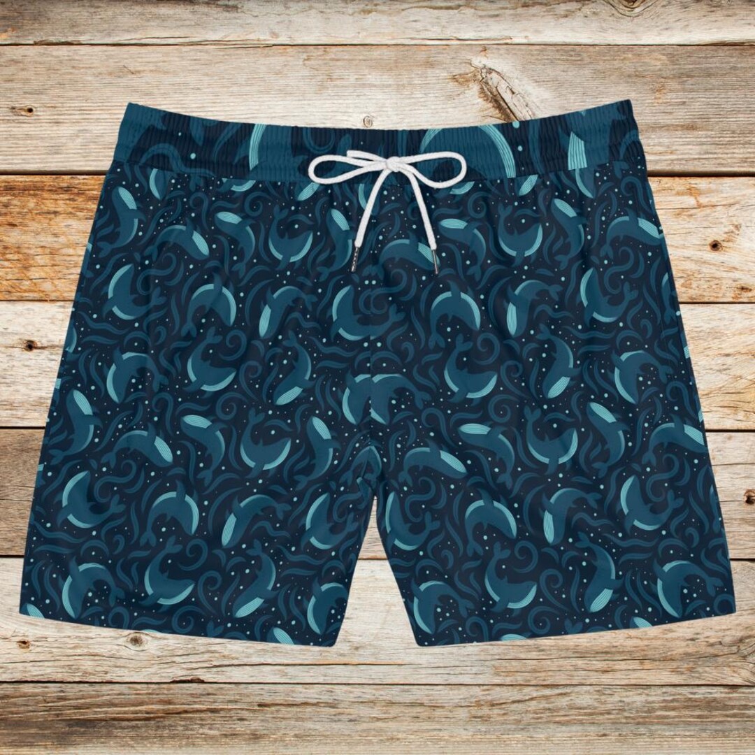 Mens Whale Swim Shorts: Beach Vacation Swim Trunks - Etsy