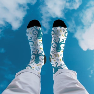 Drunk Octopus Print Crew Socks: Quirky Ocean Lover Gift - Etsy
