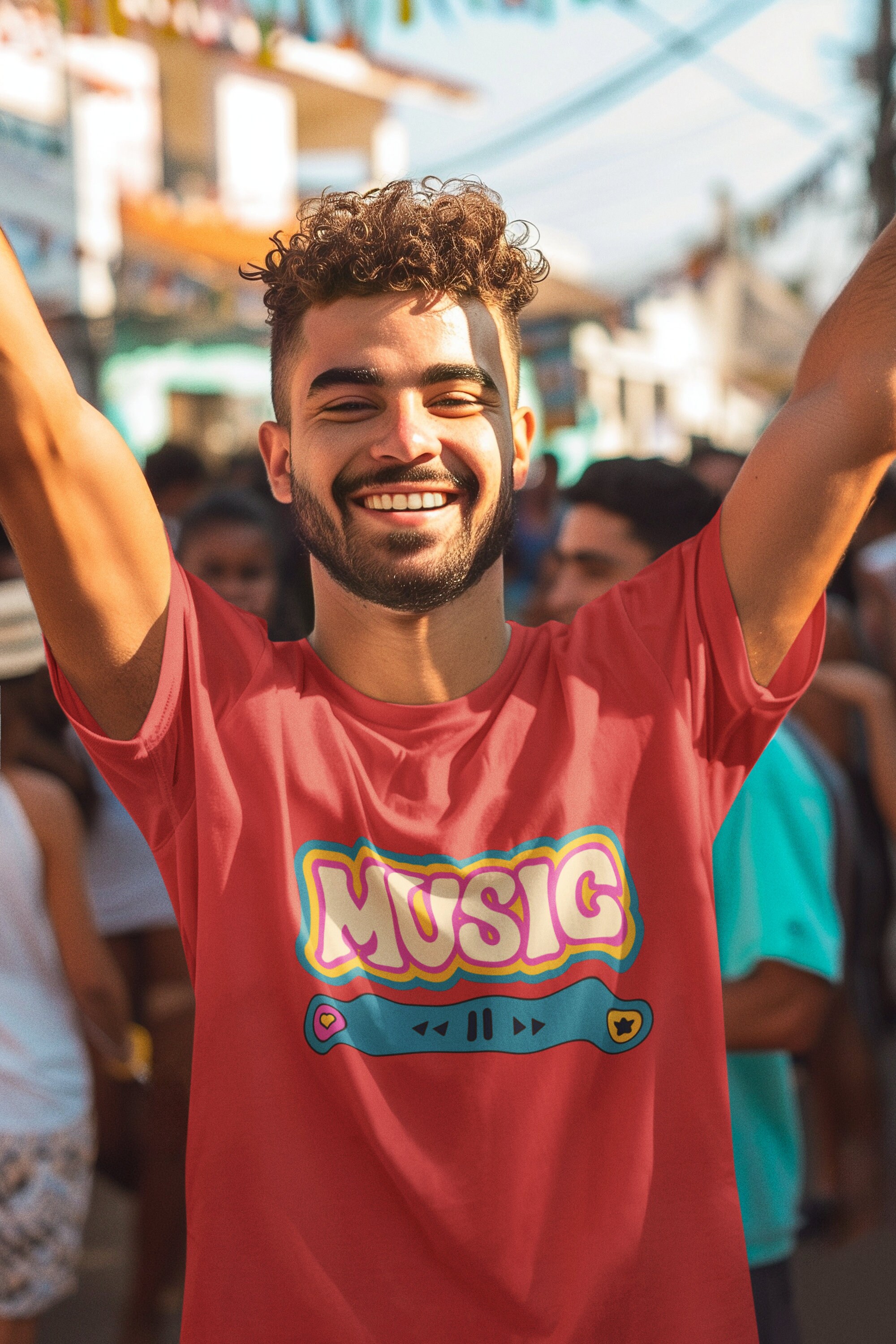 Retro Music T-shirt - Vintage Cassette Graphic Tee - Colorful Music ...