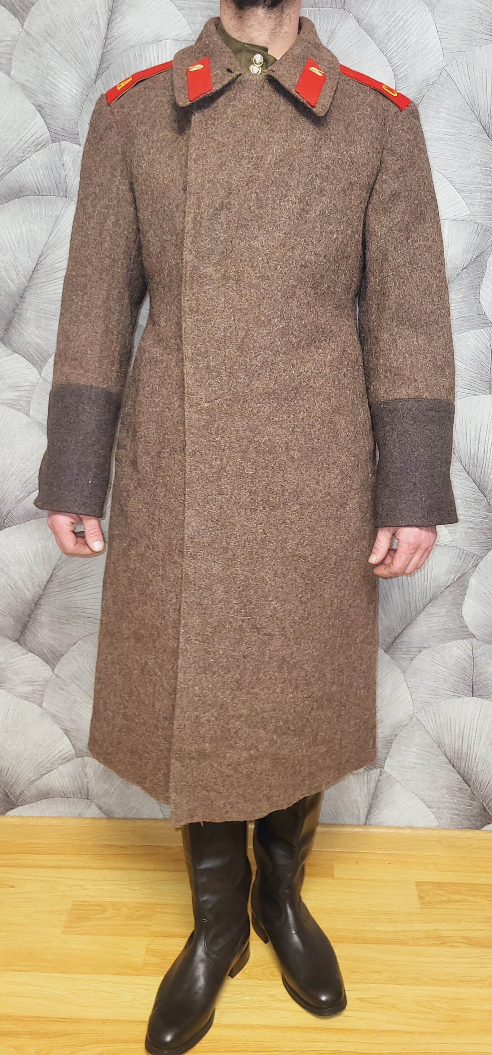 Vintage Wool-blend Long Coat in Brown Tone, Retro Old-era Overcoat With ...