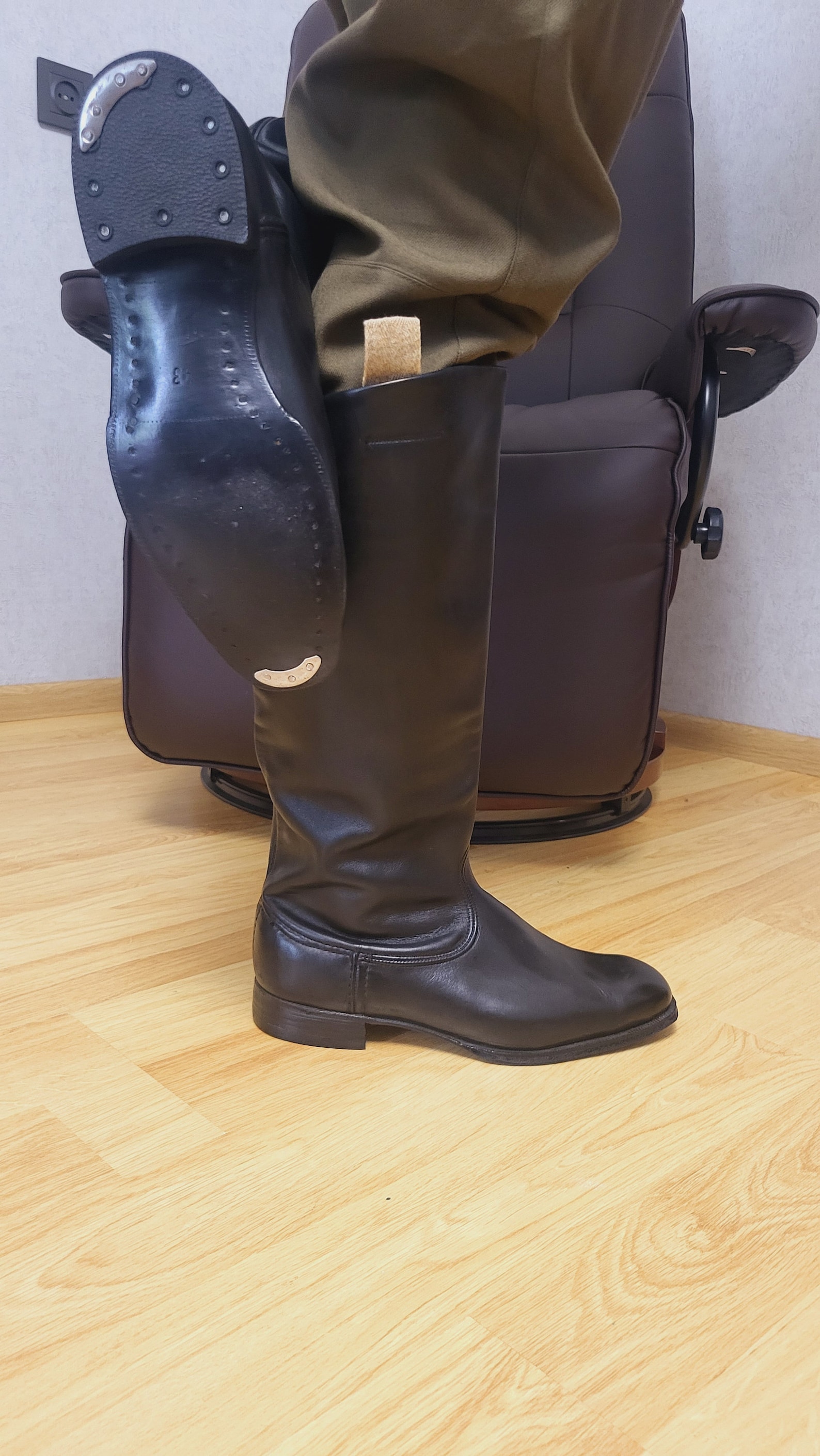 Authentic Retro Chrome Leather Tall Boots, 1970s USSR Collectible ...