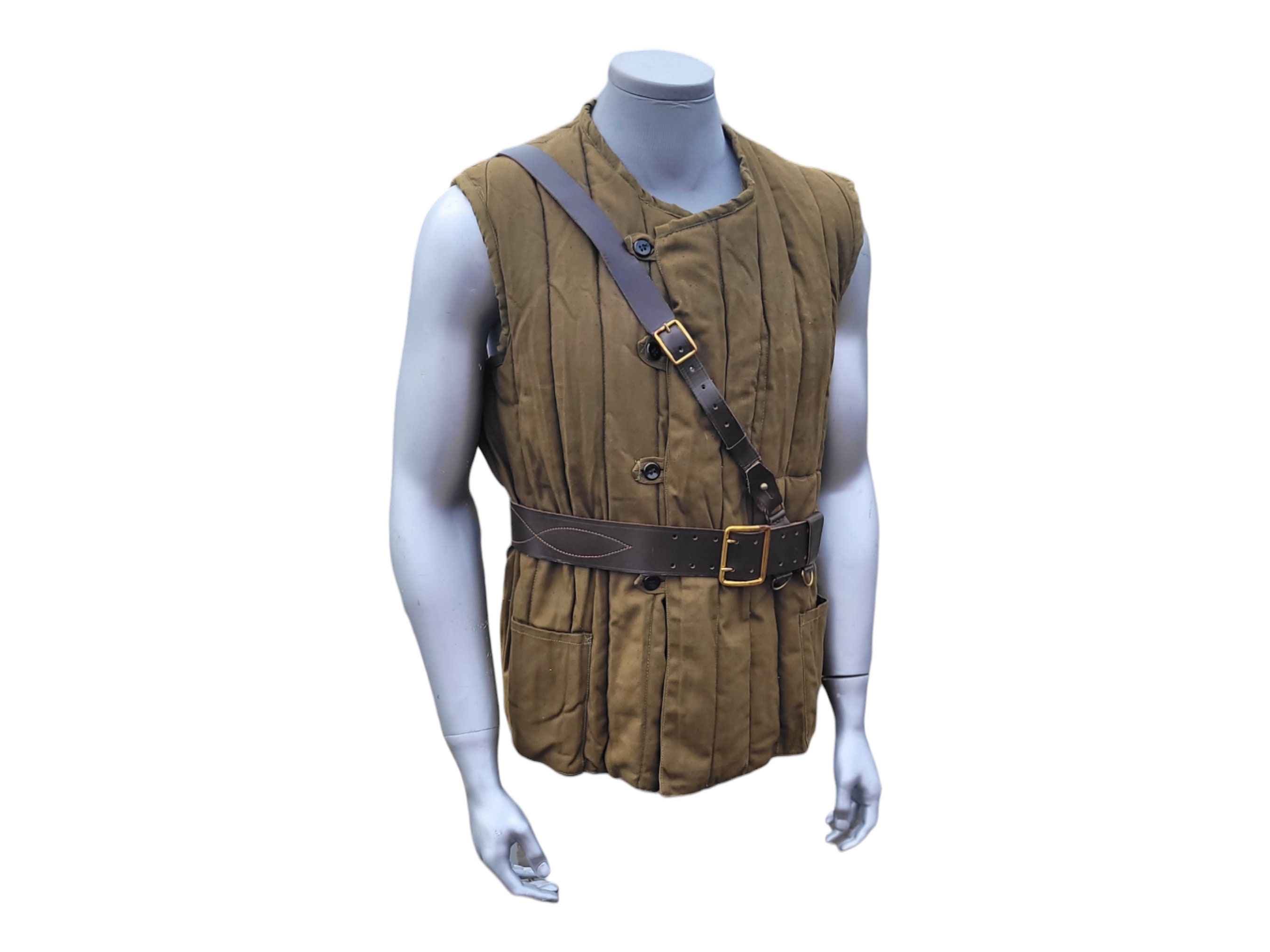 WW2 Vintage Military Padded Jacket Sleeveless Vest Leather - Etsy