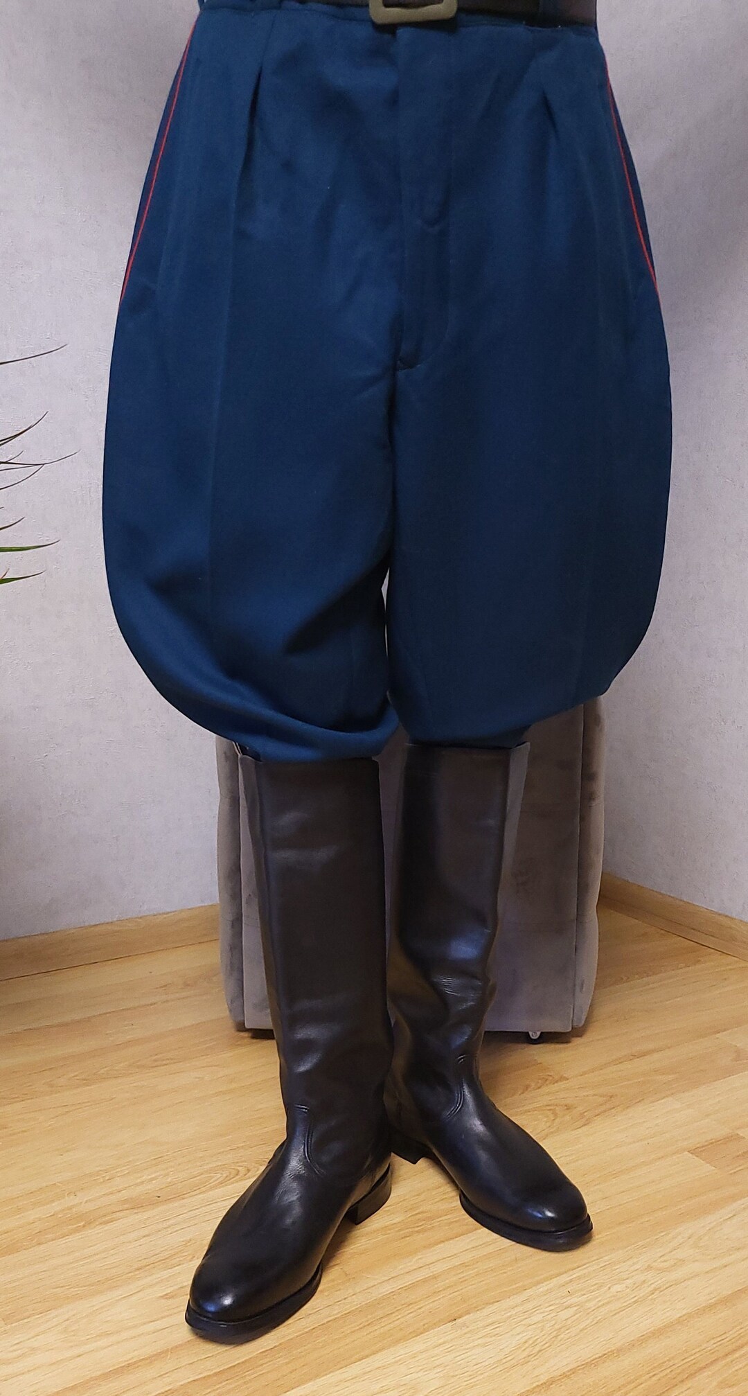 Vintage Soviet Sea Blue Breeches Red Side Trim Retro Classic Trousers ...