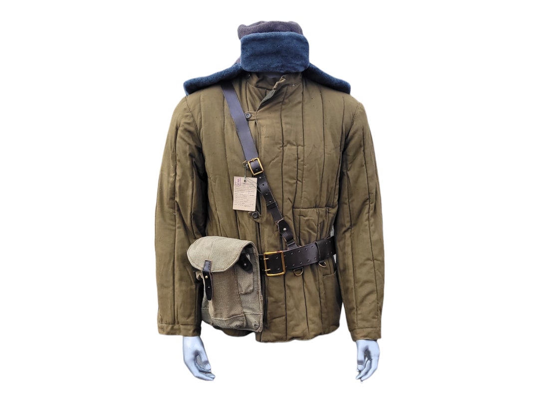 WW2 Military Padded Jacket Hat With Earflaps Pouch Leather Belt USSR ...