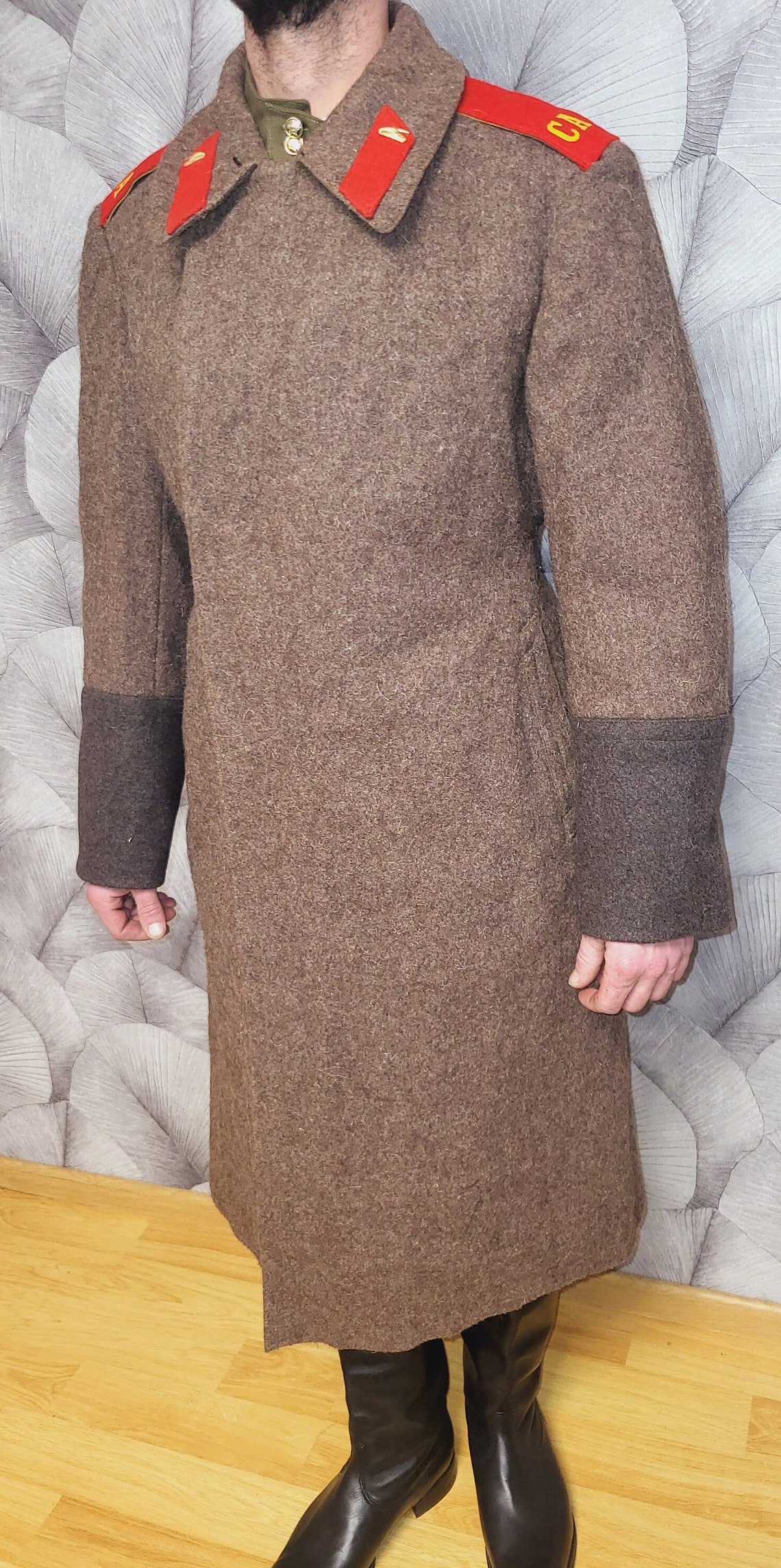 Vintage Wool-blend Long Coat in Brown Tone, Retro Old-era Overcoat With ...