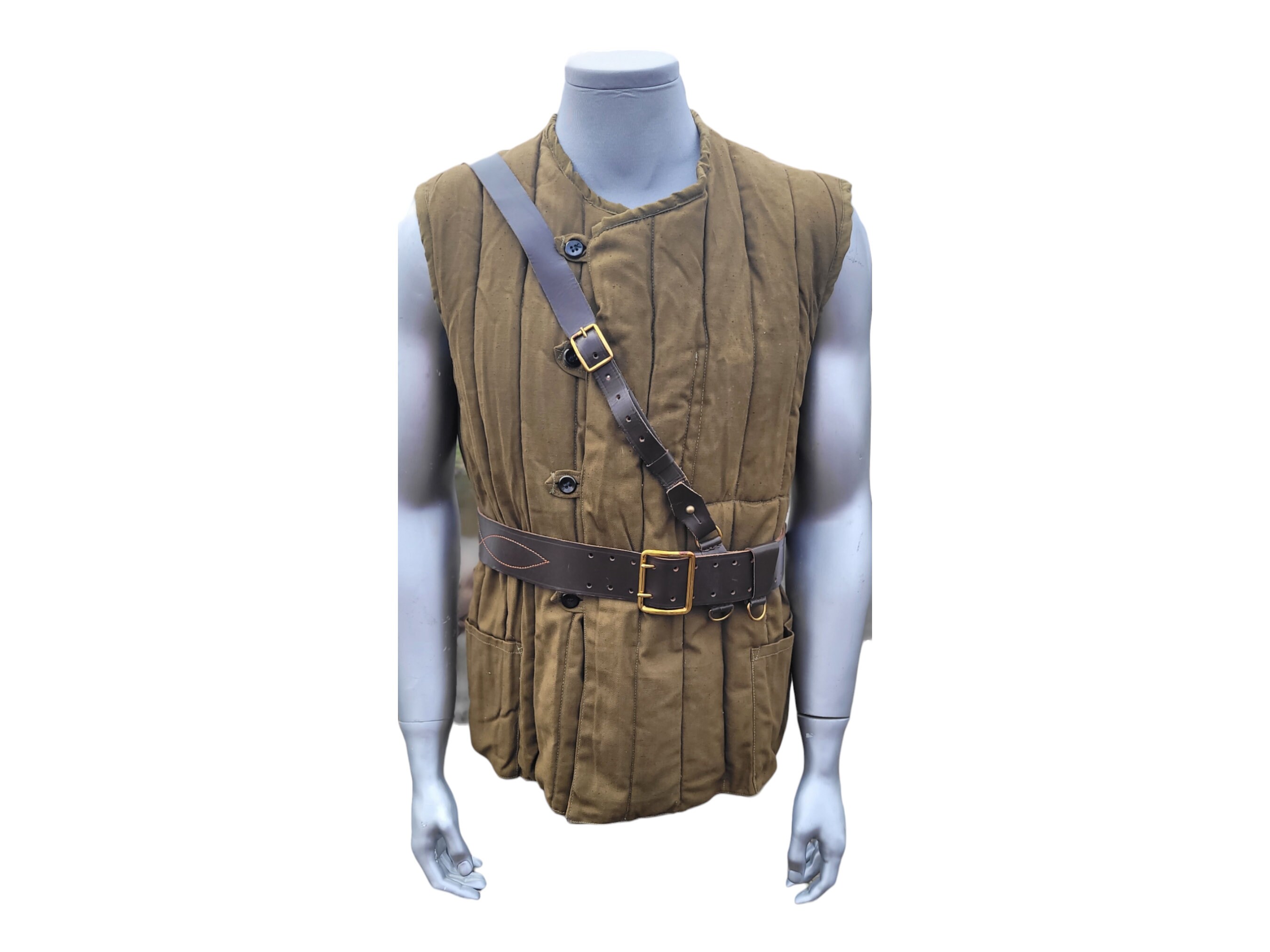WW2 Vintage Military Padded Jacket Sleeveless Vest Leather - Etsy