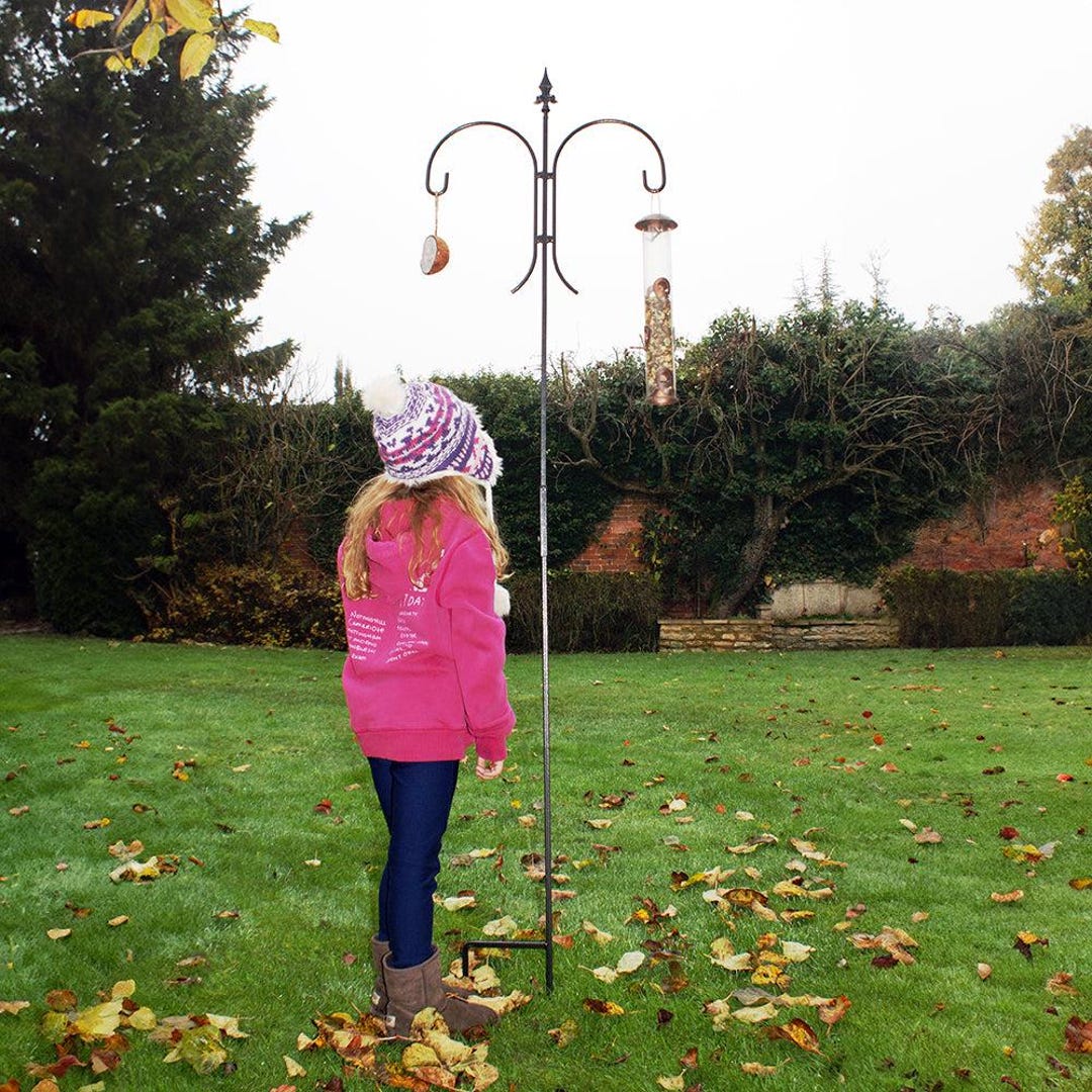 The Foalyard DOUBLE BIRD CROOK Feeder and Plant Support, Solid Steel ...
