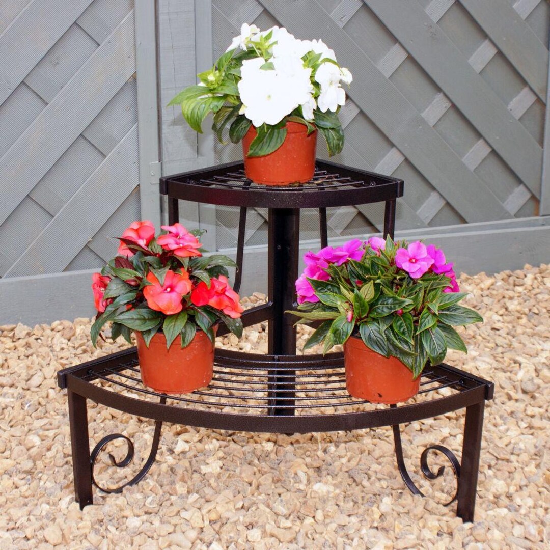 The Foalyard 2 TIER CORNER POT Stand Showcase Garden Quality - Solid ...