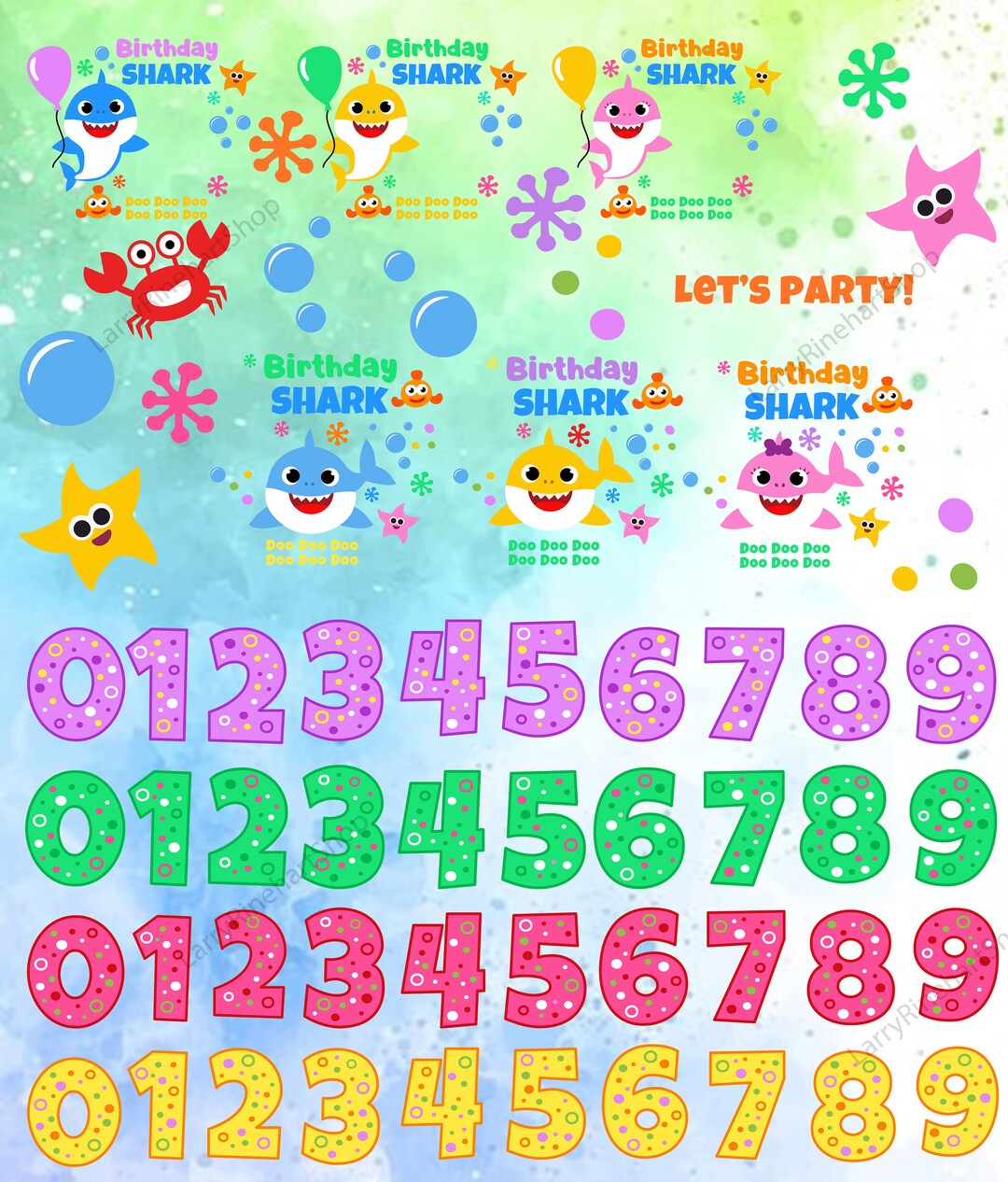 Baby Shark Bundle , Clipart, Baby Shark Birthday , Baby Shark Family ...