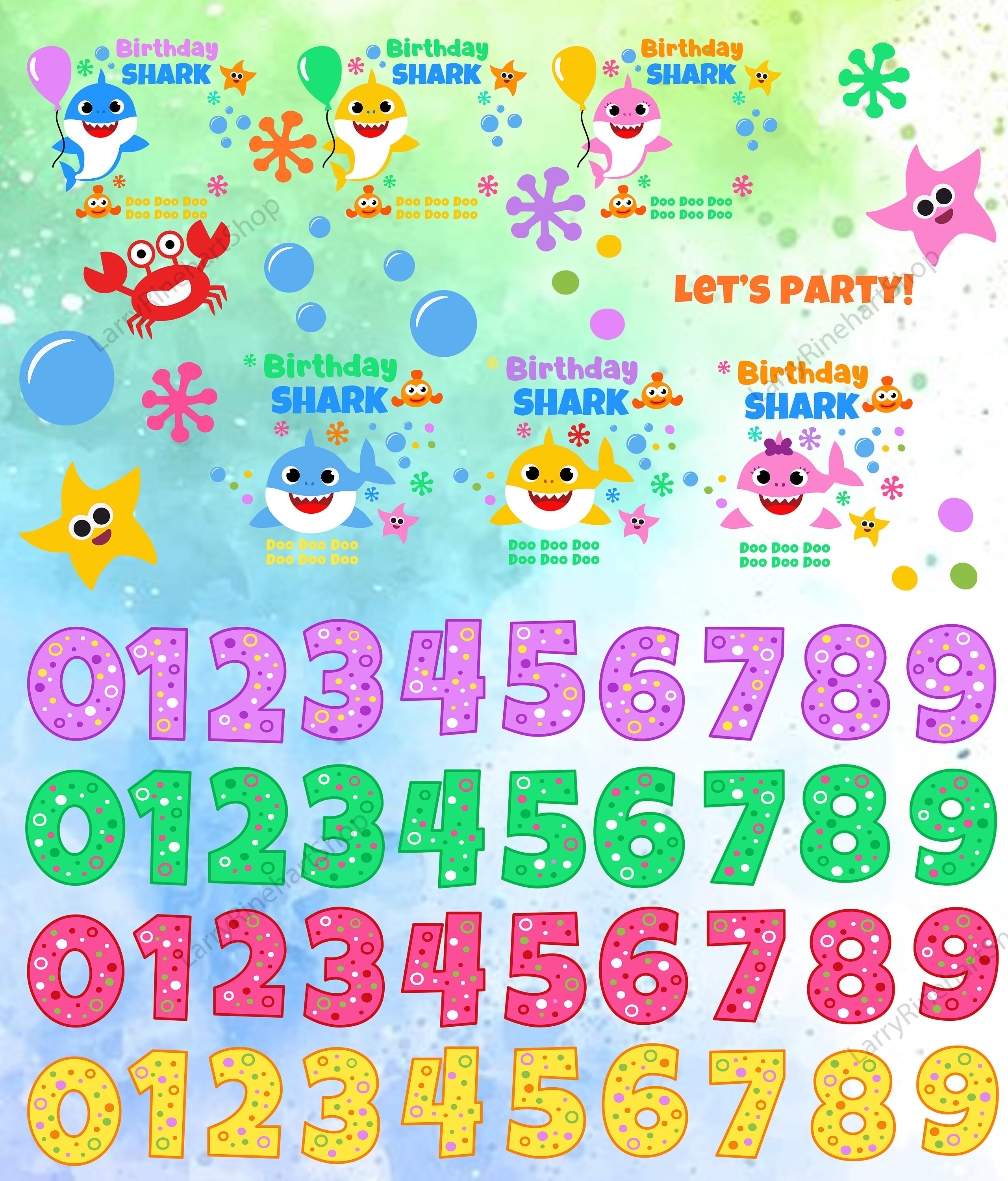 Baby Shark Bundle , Clipart, Baby Shark Birthday , Baby Shark Family ...