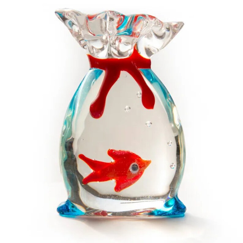 Cute Goldfish in a Bag, Tiny Goldfish in a Bag, Murano Glass Animals ...