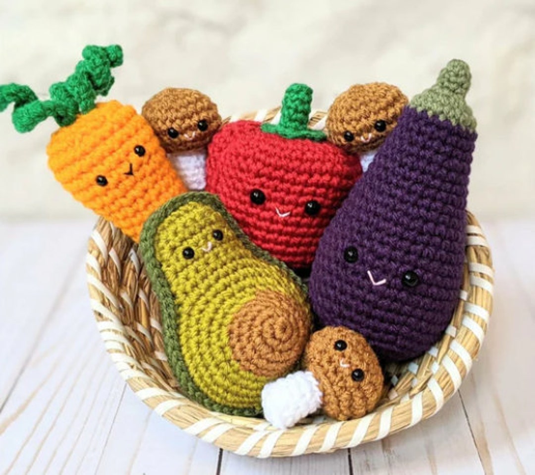 Crochet Pattern Pack: Veggies Carrot Avocado Mushrooms - Etsy