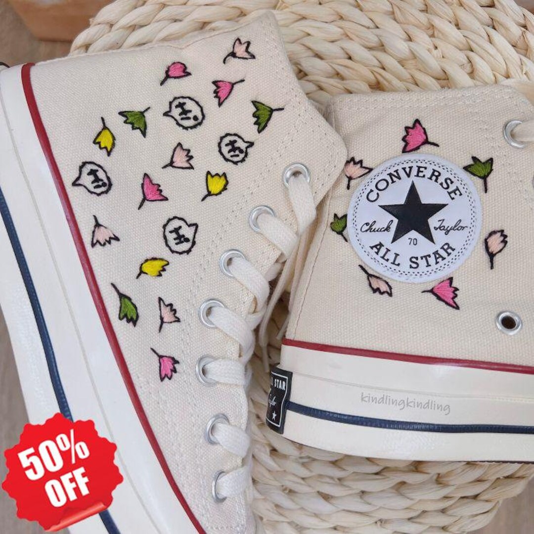 Custom Heartstopper Merch Embroidered Converse Leaves Hi Hi Bubble ...