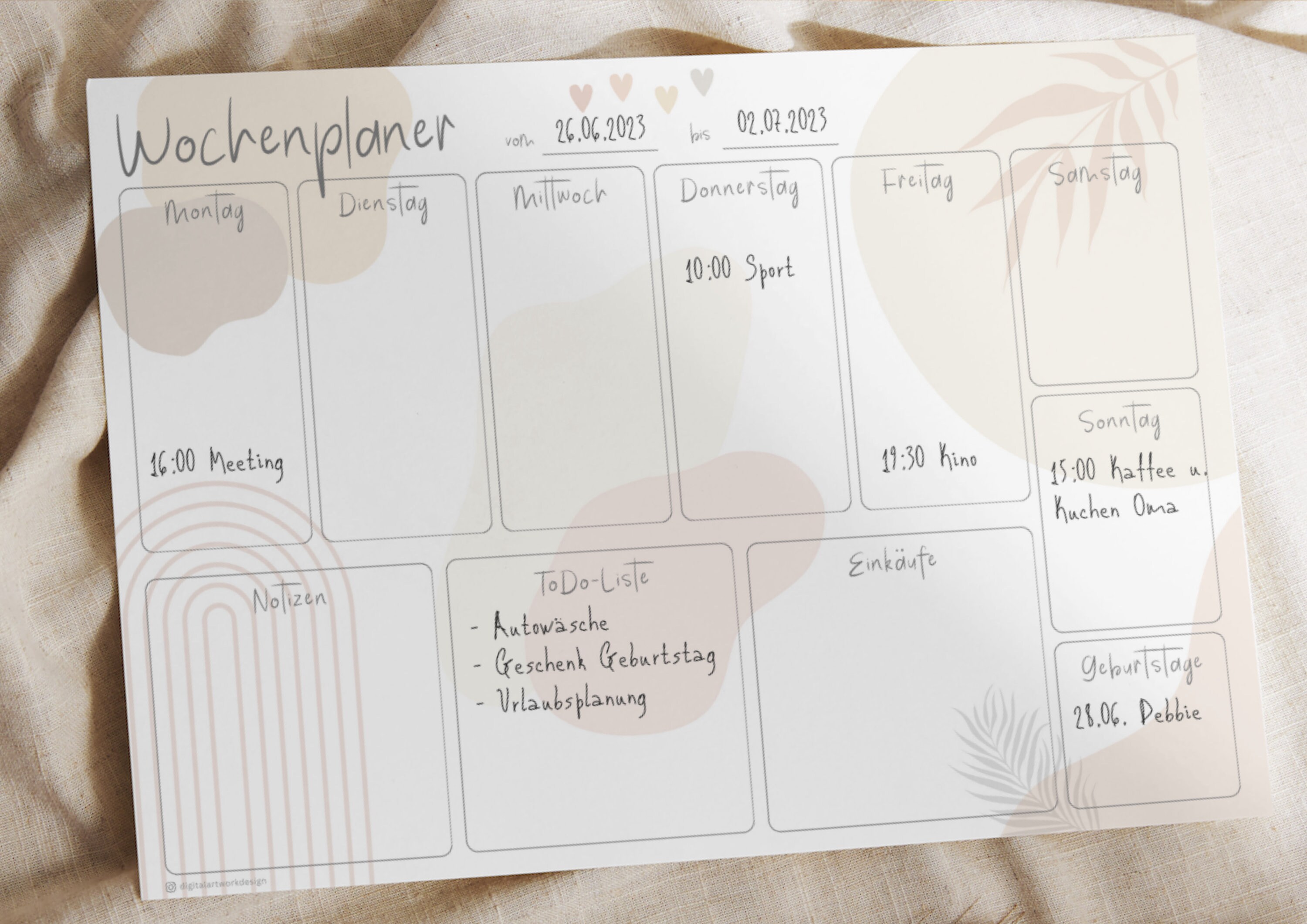Weekly Planner Digital and Printable High Resolution PDF Files German ...