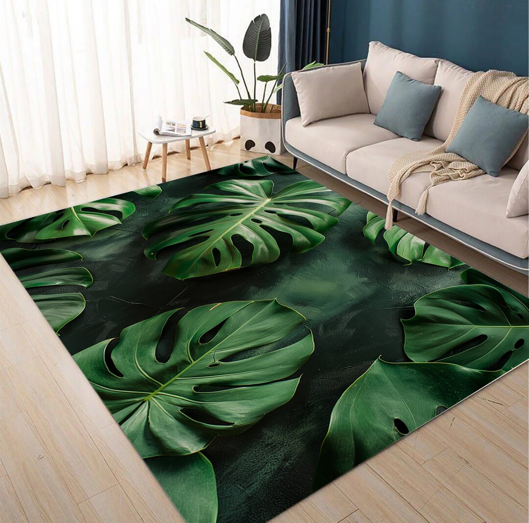 Monstera Rug, Plant Rug, Leaf Rug, Monstera Leaf Rug, Monstera Plants ...