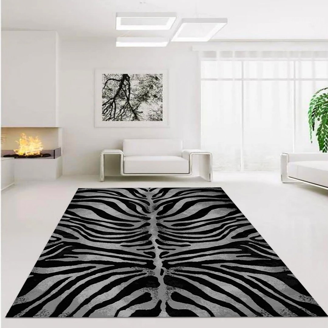 Zebra Rug, Black and White Rug, Zebra Pattern Rug, Zebra Design Rug ...