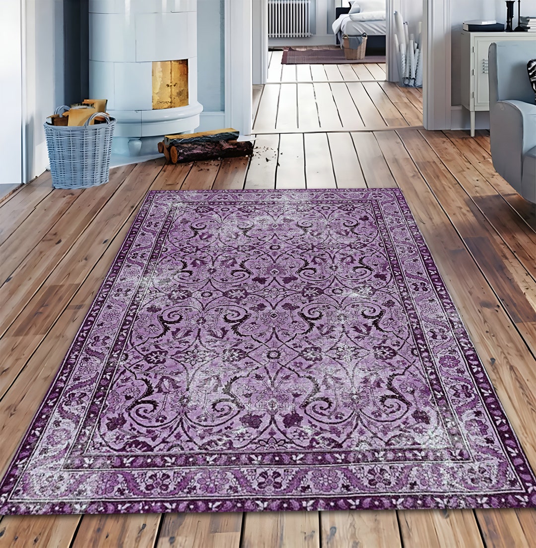 Purple Rug, Faded Rug, Faded Color Rug, Faded Purple Rug, Distressed ...