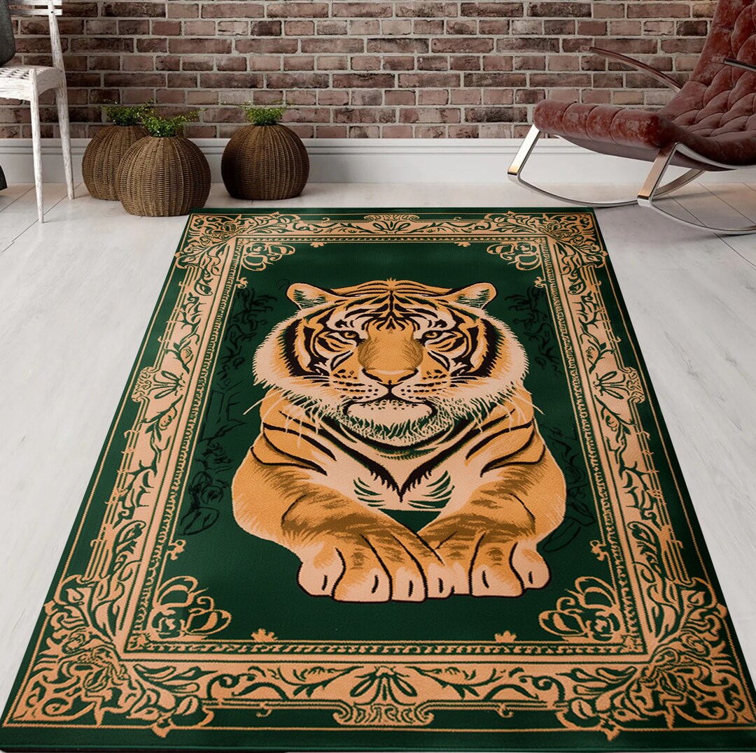 Tiger Rug, Tiger Pattern Rug, Animal Rug, Tiger Area Rug, Animal Decor ...