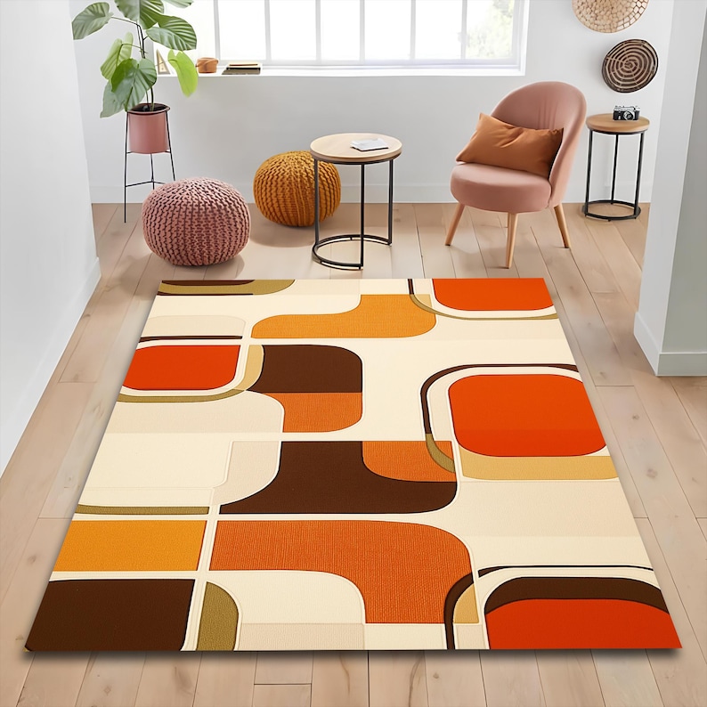 Mid Century Rug, Mid Century Modern Area Rug, Geometric Rug, Mid ...