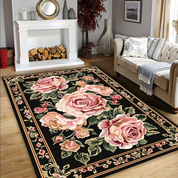 Rug With Roses - Etsy