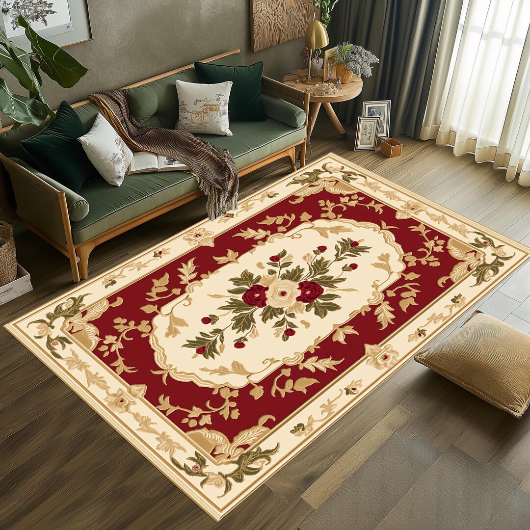 Rose Rug, Red Rose Rug, Flower Rug, Rustic Rose Rug, Rose Area Rug ...