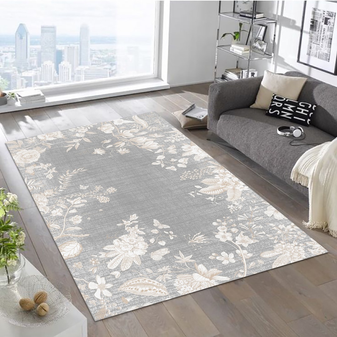 Flower Rug, Floral Rug, Living Room Rug, Flower Area Rug, Gift for Her ...