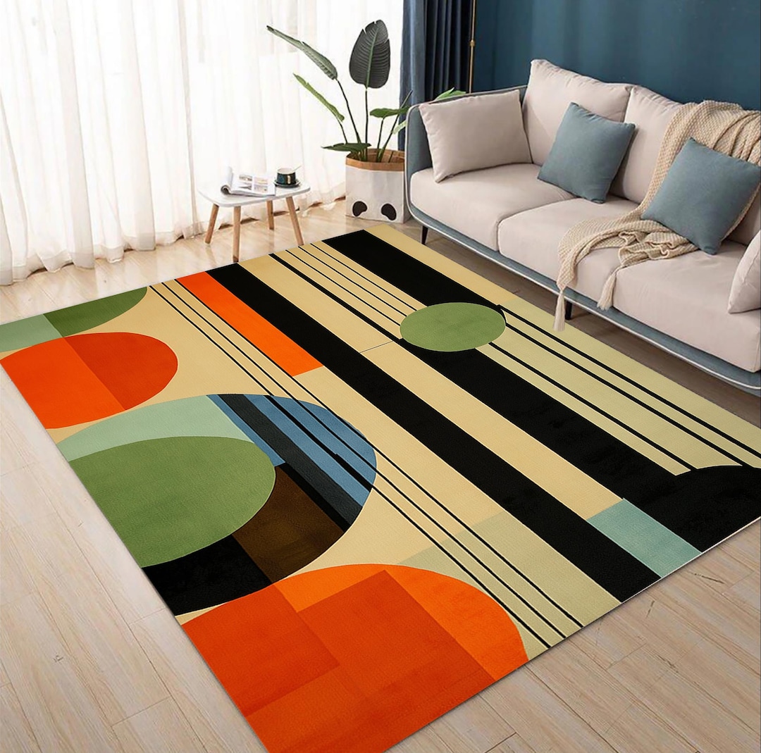 Mid Century Rug, Mid Century Modern Rug, Retro Rug, Geometric Rug, Mid ...