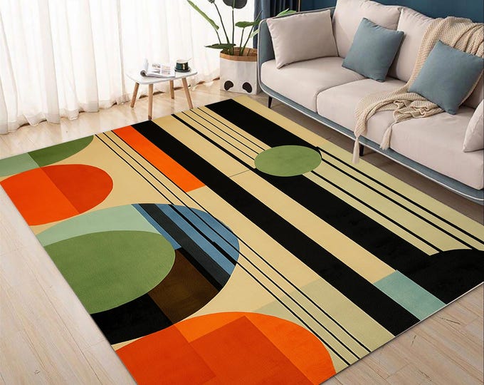 Mid Century Rug, Mid Century Modern Rug, Retro Rug, Geometric Rug, Mid ...