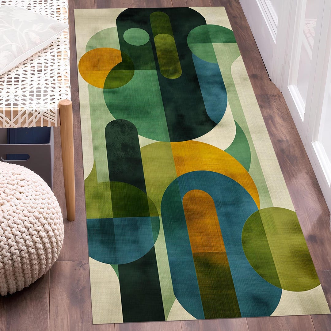 Mid Century Runner, Retro Runner, Corridor Runner Rug, 70's Rug, Long ...