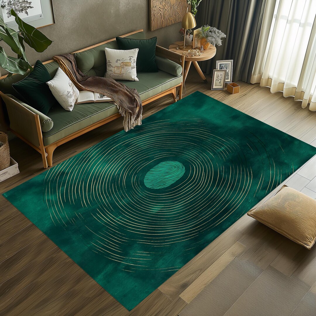 Emerald Green Fingerprint Rug: Modern Living Room Decor - Etsy