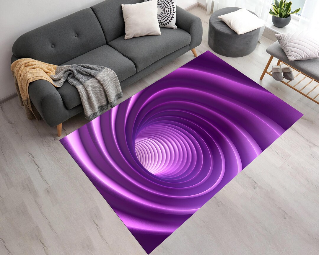 Tunnel Rug, 3D Rug, 3D Vortex Rug, Illusion Rug, Vortex Rug, Purple Rug ...