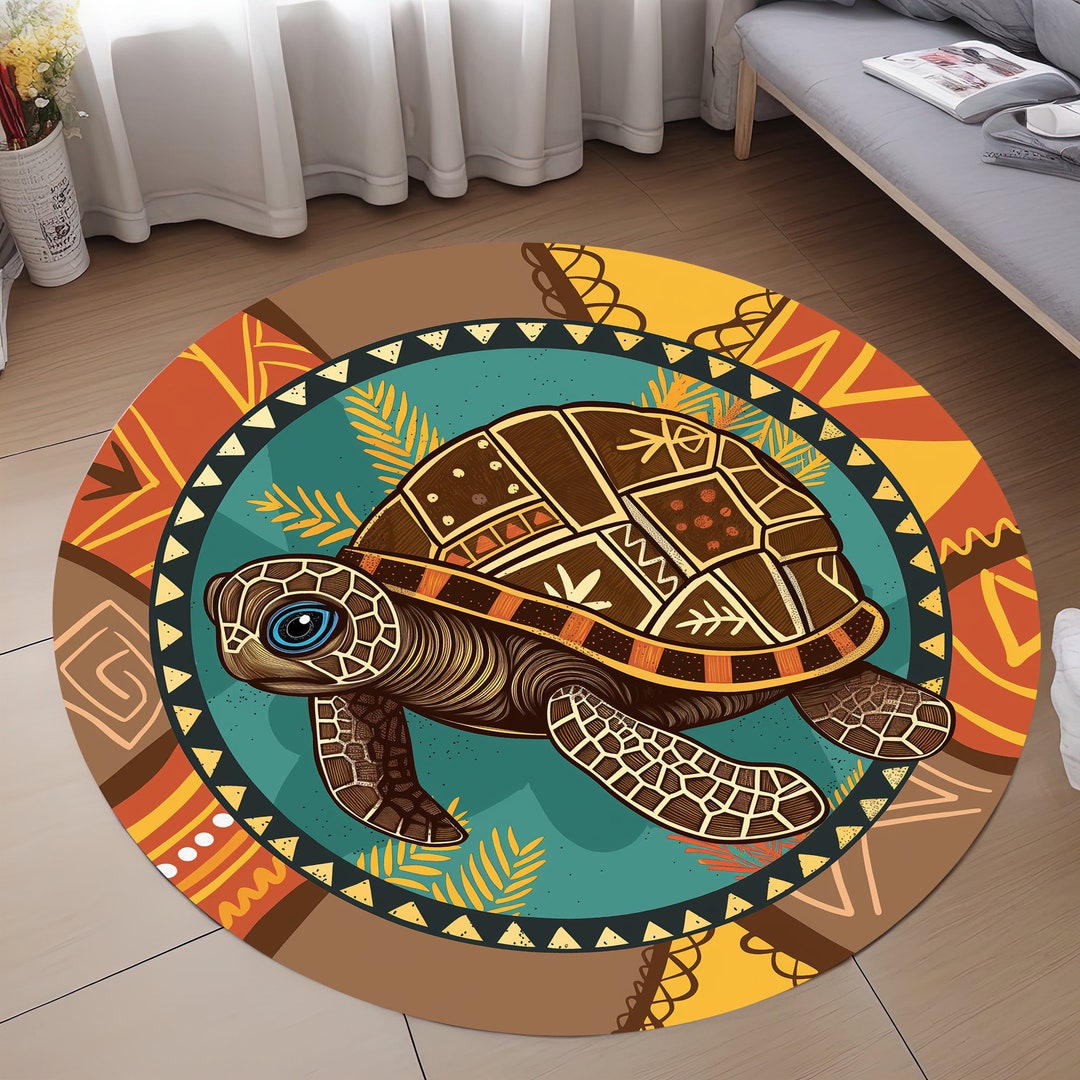 Turtle Rug, Turtle Round Rug, Round Rug, Circle Rug, Turtle Pattern ...