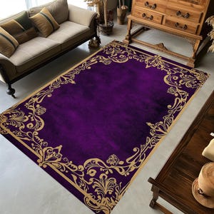 Purple Rug, Turkish Purple Rug, Purple Gold Rug, Traditional Rug ...