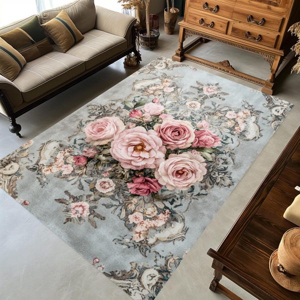 Rug With Roses - Etsy