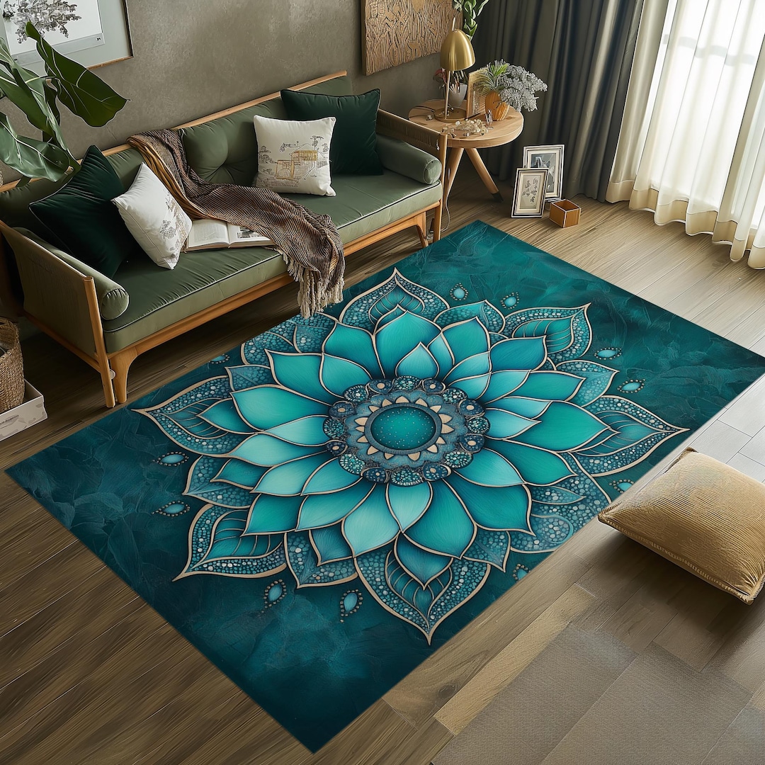 Mandala Rug, Mandala Art Rug, Mandala Area Rug, Floral Mandala Rug ...