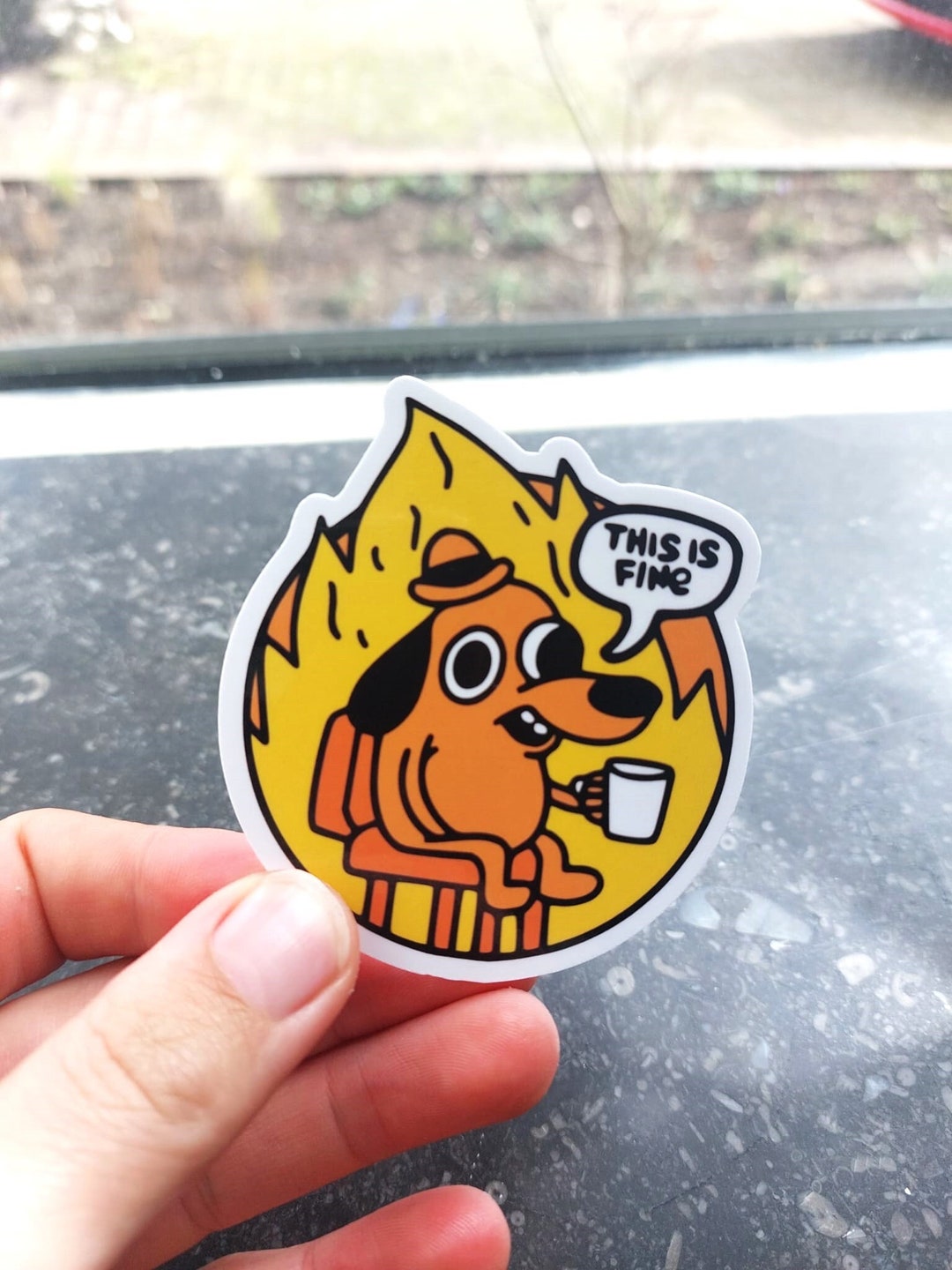This is Fine Stickers Funny Meme This is Fine Laptop Sticker Water ...