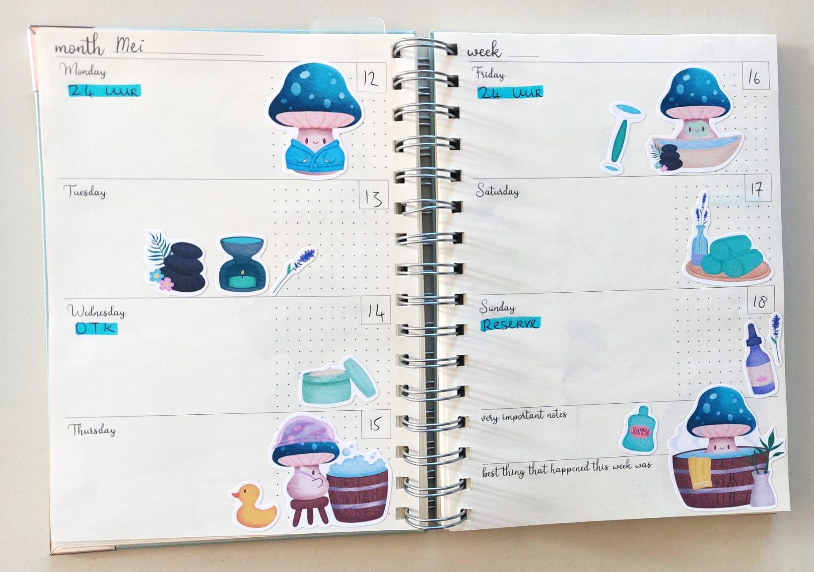 Cute Spa Vinyl Stickers for Planner Kawaii Mushroom Designs Self-care ...