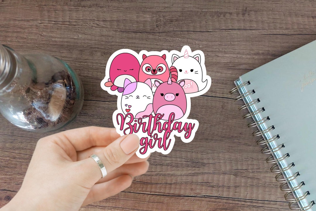 Cute Squishmallow Birthday Girl Sticker Kawaii Birthday Gift Pastel ...