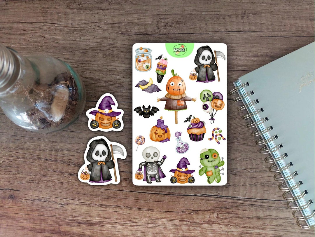 Cute Halloween Sticker Sheet for Planner or Bullet Journal Pumpkin ...
