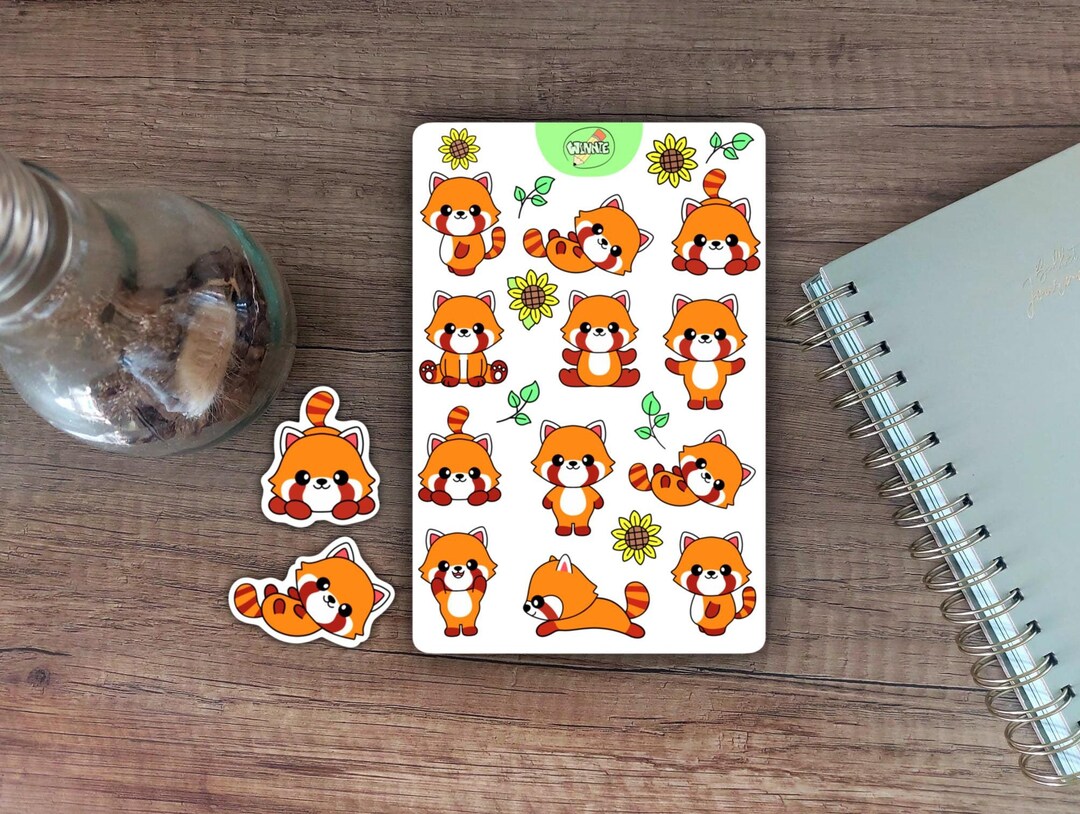 Cute Red Panda Sticker Sheet for Planner or Bullet Journal Design ...