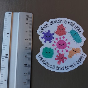 Science Sticker Bacteria Lab Vinyl Ticker Virus Science Funny Stickers ...