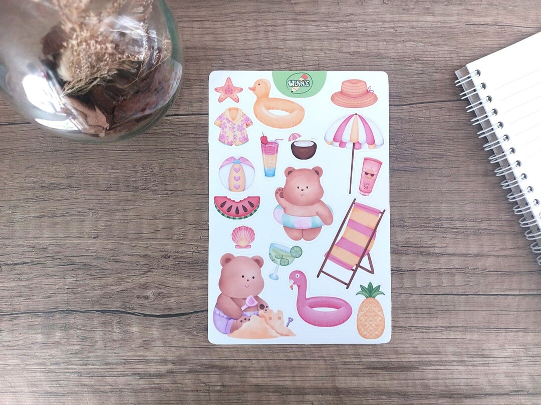 Pool Party Sticker Sheet Beach Day Bullet Journal Stickers for Planner ...