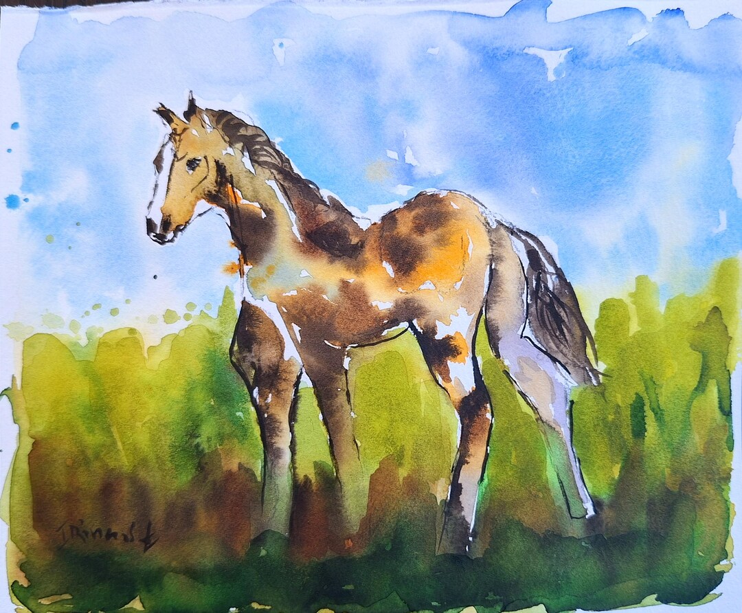 Horse Wall Art Watercolor Painting Single Source Painting Size 6.9×8.3 ...