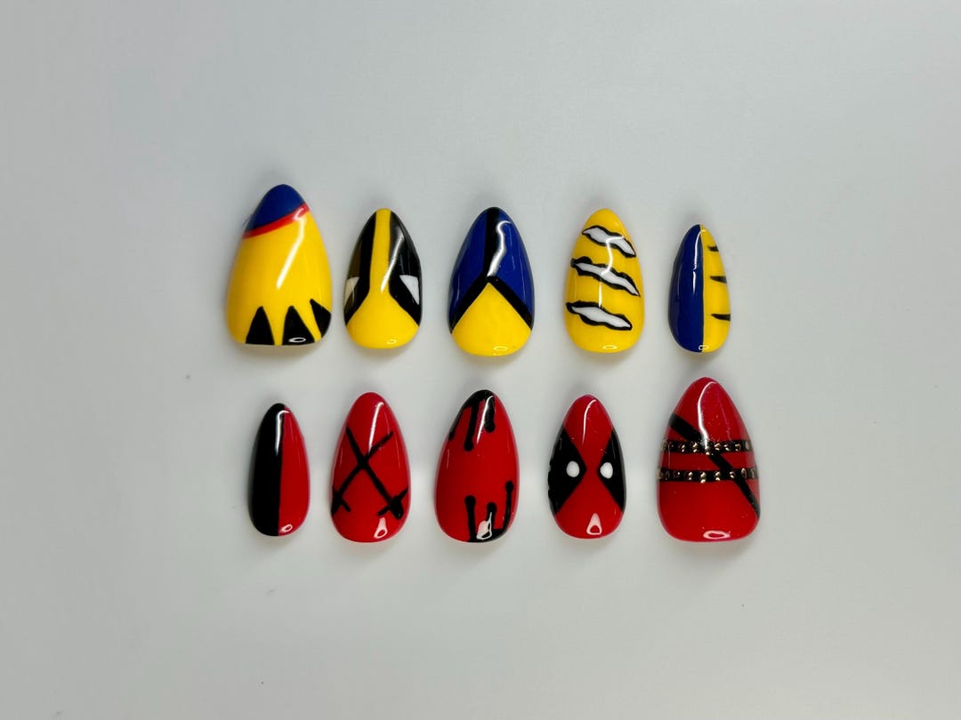 Deadpool and Wolverine Inspired Press-on Nail Set - Handmade - Etsy