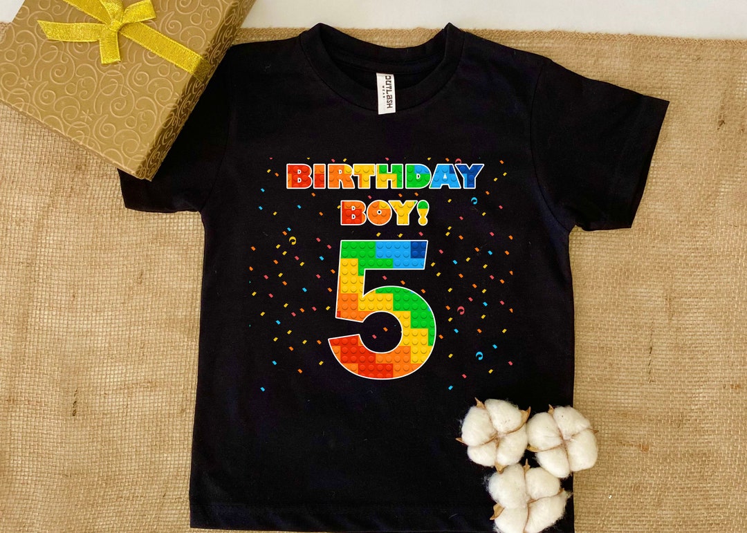 Age Birthday Brick Shirt, Building Block Birthday Boy Girl Shirt ...