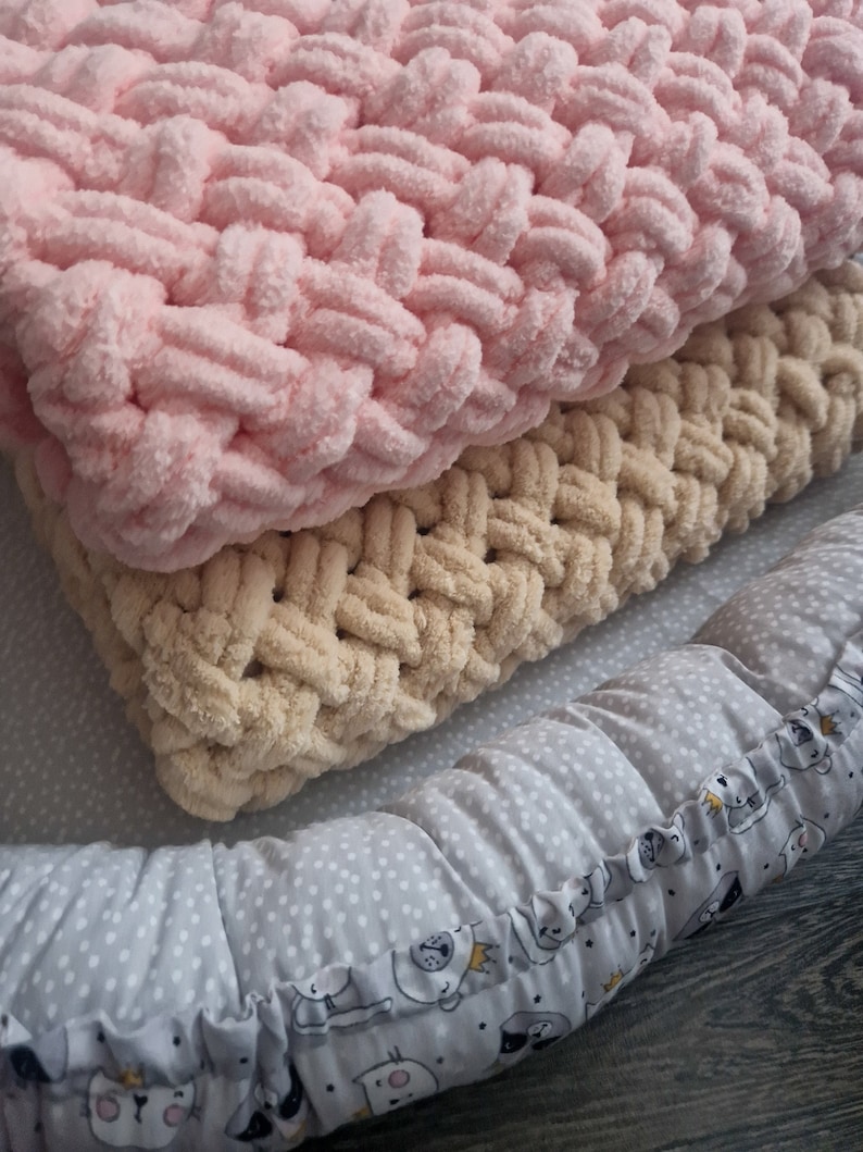 Hand Knitted Baby Blanket: Hypoallergenic Berry Alize Puffy Yarn - Etsy